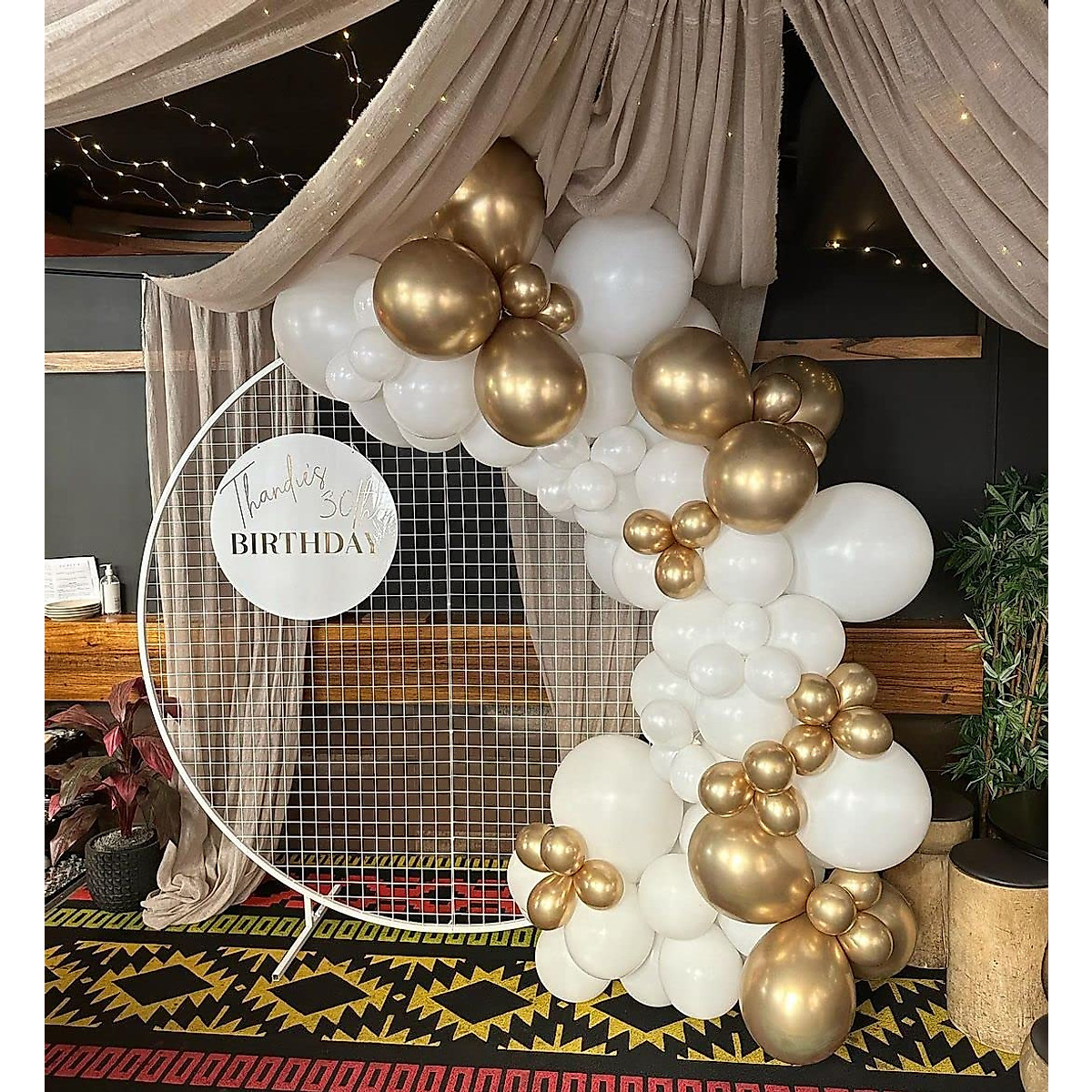 KBZVNAF White Gold Balloons Garland Kit - 100Pcs White Metallic Gold and Gold Confetti Latex Balloons Arch for Wedding Baby Shower Engagement Birthday Party Decorations
