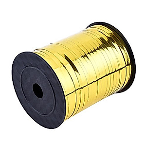 3/16 Inch Crimped Curling Ribbon Balloon Ribbon Spool 500 Yard for Christmas Balloons or Gift Wrapping(Metallic Gold)