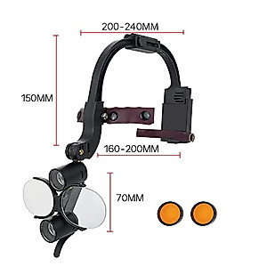 5W Binocular Loupes Glasses Headband Magnifier 2.5X 3.5X Dental Binocular Magnifier LED Head Light Lamp for Magnification Binocular Loupes Dentist Surgical Headlight Lab Equipment (2.5X)