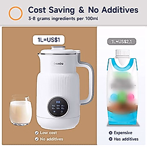 Arcmira Automatic Nut Milk Maker, 20 oz Homemade Almond, Oat, Soy, Plant-Based Milk and Dairy Free Beverages, Almond Milk Maker with Delay Start/Keep Warm/Boil Water, Soy Milk Maker with Nut Milk Bag, White