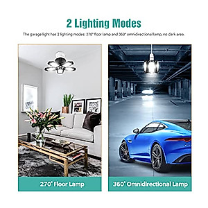 AYSEMO 100W 10000LM Super Bright Led Light Bulbs, 6500K Daylight Garage Light Bulb with 5 Adjustable Panels, E26/E27 Screw in Garage Lighting LED, High Bay Light for Garage Basement Barn