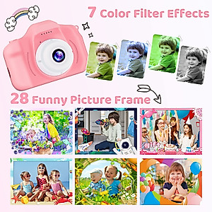MAVREC Kids Digital Camera Toys for Boys Girls Age 3-9, 1080P HD Selfie Video Cameras for Toddler with 32GB SD Card, Best Easter Birthday Gifts for Boys Girls 3 4 5 6 7 8 9 Year Old Pink