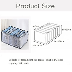 Clothing Organizers for Folded Clothes, LAKEEVAN Visible 7 Grids Washable Pants Organizer, Mesh Wardrobe Closet Drawer Storage for Jeans, Leggings, Skirts, T-Shirts, Scarves, Bras, Underwear, Socks(Gray, 2 Pcs)