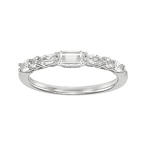 Welry Geometric Created White Sapphire Band Ring in Sterling Silver, Size 10, Size 10