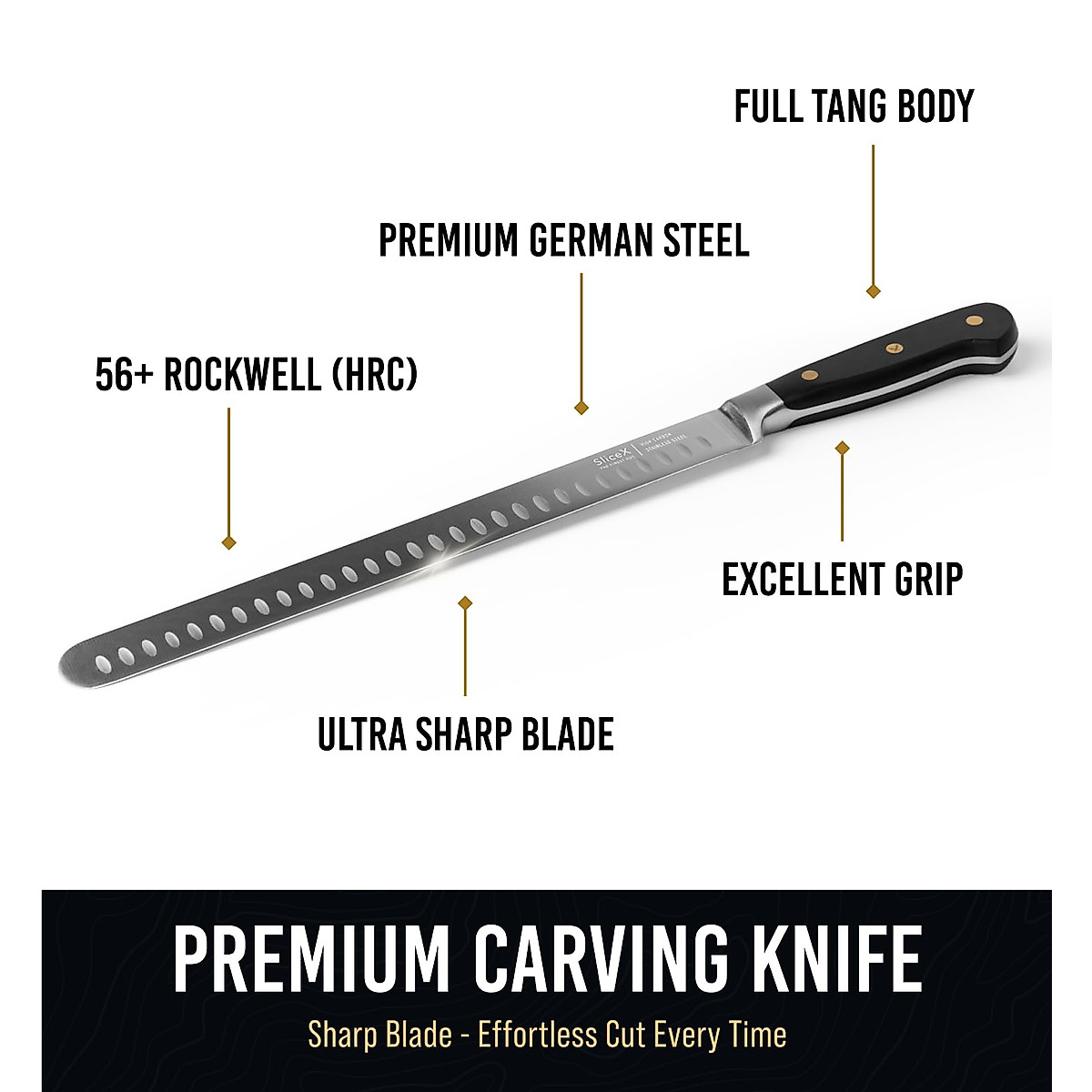 Bright Hobby Meat Carving Knife - Razor Sharp 12 in Large Slicer for Meat, Slicing Cutting, Brisket, Beef, BBQ, Ham etc. The Best Brisket Knife, White, (SK-001)