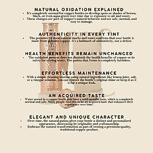 Kitchen Science Copper Water Bottle (32oz/950ml) w/a Carrying Canvas Bag | 100% Pure Copper Bottle for Drinking Water | Lab-Tested, Heavy Duty & Leak-Proof | Authentic Ayurvedic Copper Water Bottle