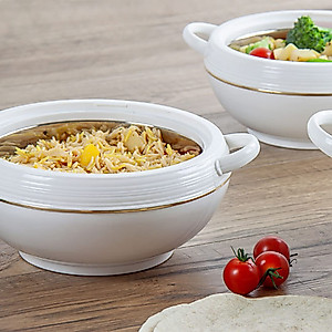 Tmvel Ambient Insulated Casserole Hot Pot Hot Pack Food Warmer 3 Pieces Set (Beige) 1.6 L, 2.5 L, 3.5 L