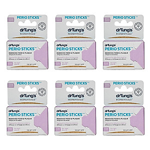 DrTung's Double-Sided Perio Sticks - Dental Sticks for Humans, Dental Floss Picks, Plaque Remover for Teeth, Dental Toothpicks, Dental Picks for Teeth Cleaning - X-Thin, 100 Count (Pack of 6)
