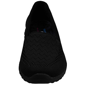 Skechers Women's Reggae Fest Willows Flat, Black/Black Mesh, 6.5 M US