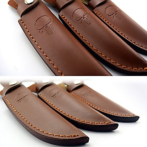 Leather Knife Sheath 5 inch Fixed Blade Pocket Knife Sheath Leather Case with Snap Closure Folding Knife Sheath Holder Belt Loop Case Leather Pouch