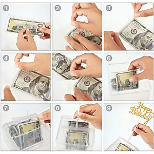 LEBERY Cake Money Box, Money Pulling Cake Making Mold, Money Cake Dispenser Box, Cake Money Kit With Happy Birthday Cake Topper Cake ATM Money Box for Birthday Graduation Party Cake Decoration