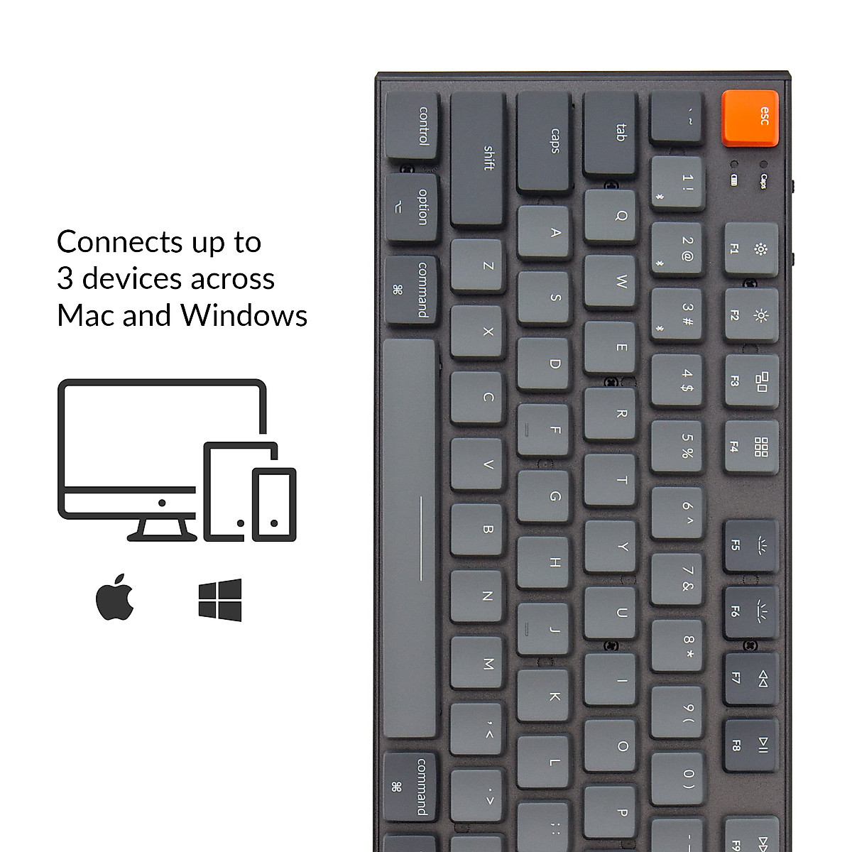 Keychron K1 Tenkeyless Layout Ultra-Slim Hot-swappable Wireless Bluetooth/Wired USB Mechanical Keyboard for Mac Windows with Low-Profile Optical Brown Switch White LED Backlit - Version 5