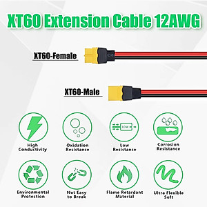 Magiktech 50FT XT60 Extension Cable with Male and Female Connectors XT60 Adapters Cable for Power Station and Rechargeable Batteries (12AWG 50FT)