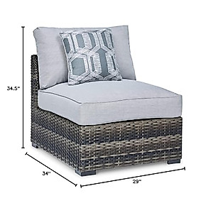 Signature Design by Ashley Harbor Court Outdoor Armless Chair with Cushion, 2 Count, Gray