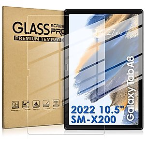 【2-PACK】DETUOSI Screen Protector for Samsung Galaxy Tab A8 10.5" 2022 (SM-X200/ X205/ X207), Ultra-Clear/Case Friendly/Touch Sensitive/Bubble Free/Anti-Scratch Mica Galaxy Tab A8 10.5" Tempered Glass