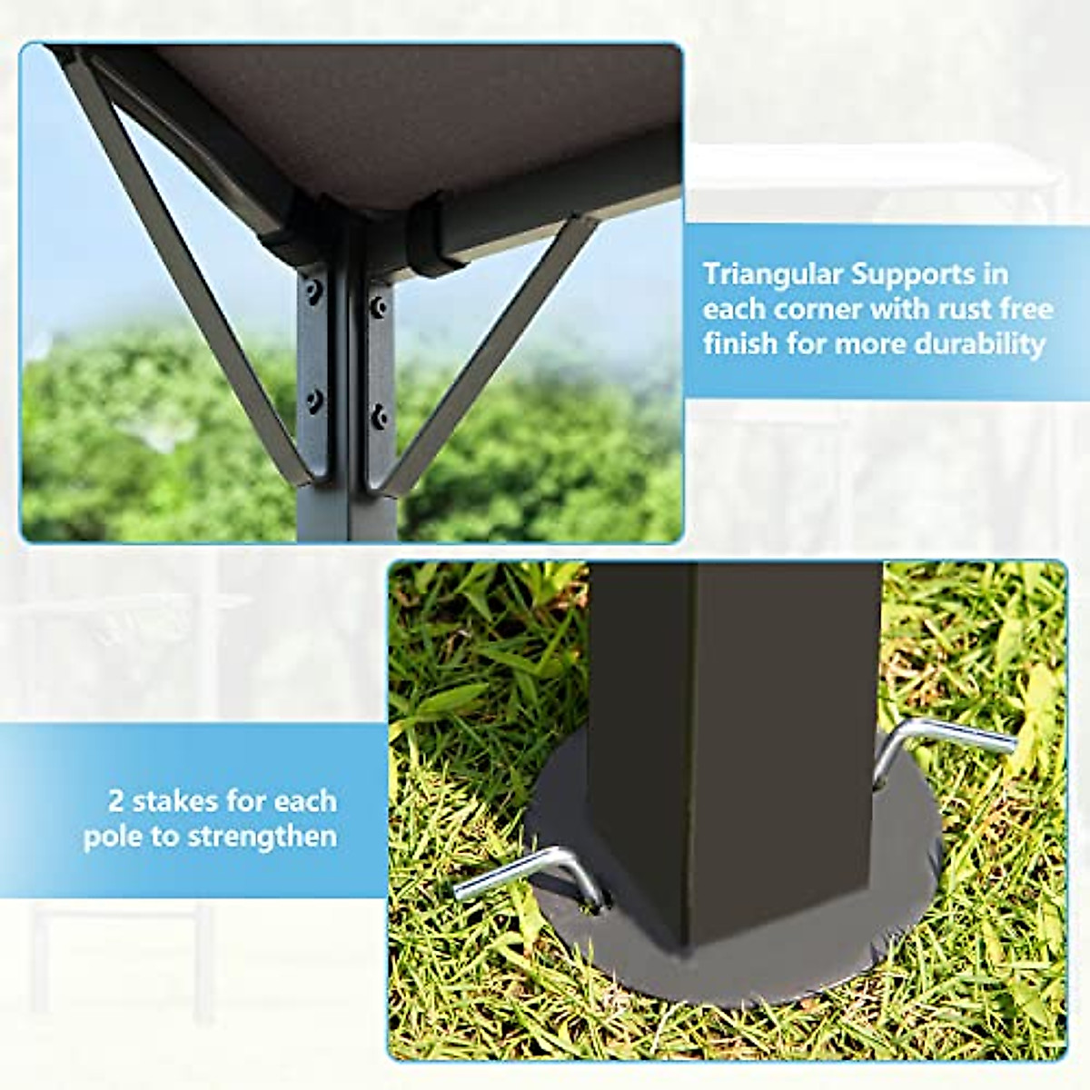 Durx-litecrete BBQ Grill Gazebo with Weather-Resistant Sunshade,7x5 Grill Canopy for Outdoor with Serving Shelf and Hooks, Steel Construction Grill Shelter for Backyard/Patio