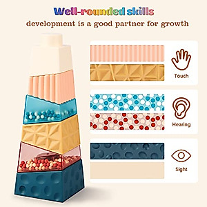 Toddler Montessori Toys for 2 Year Old Boys Girls Gift Baby Sensory Stacking Building Blocks Learning Educational Irregular Square Autism Toys for 18 Plus Months Age 2 3 4 One Two Year Old Kids