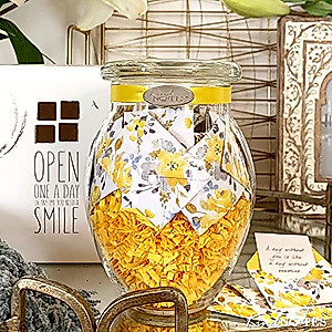 KindNotes Glass Keepsake Gift Jar with Positive Thoughts - Morning Sunshine Design