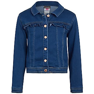 Vince Camuto Girls' Jean Jacket - Basic Casual Soft Stretch Denim Jacket (Size: 7-12), Size 8, Dark Wash Soild
