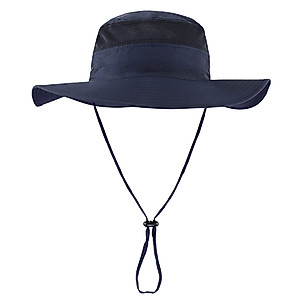 Home Prefer Mens Sun Hat Wide Brim Bucket Hat UPF 50+ Sun Protection Hat for Outdoor Fishing Hunting Camping Beach Safari Hat Navy Blue