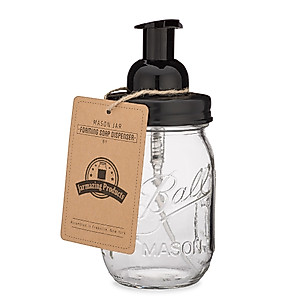 Jarmazing Products Mason Jar Foaming Soap Dispenser - Black - with 16 Ounce Ball Mason Jar - One Pack!