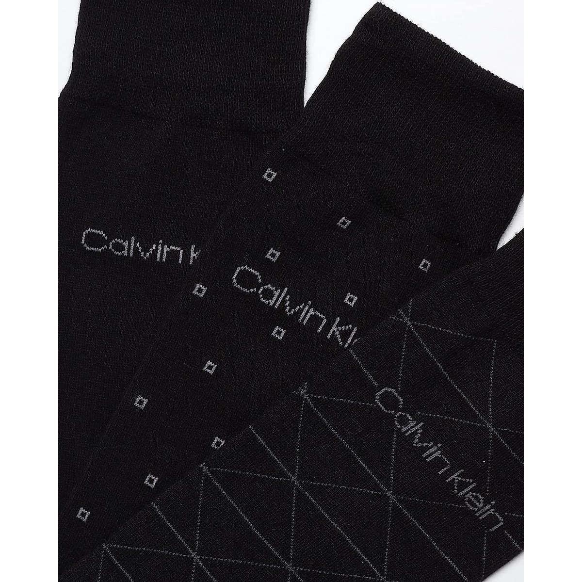Calvin Klein Men's 6 Pack Mixed Pattern Dress Socks, Size 4-12, Black Assorted