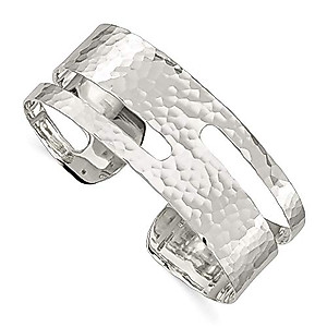 IceCarats 925 Sterling Silver Hammered Cuff Bangle Bracelet