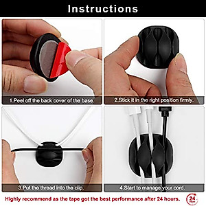 ELZO Cable Clips, Cable Clip Holders Organizer [20 Pack] Management Mini Cable Tidy Holders Adhesive Hooks Wire Cord Holder for Organizing USB Cable/Power Cord…