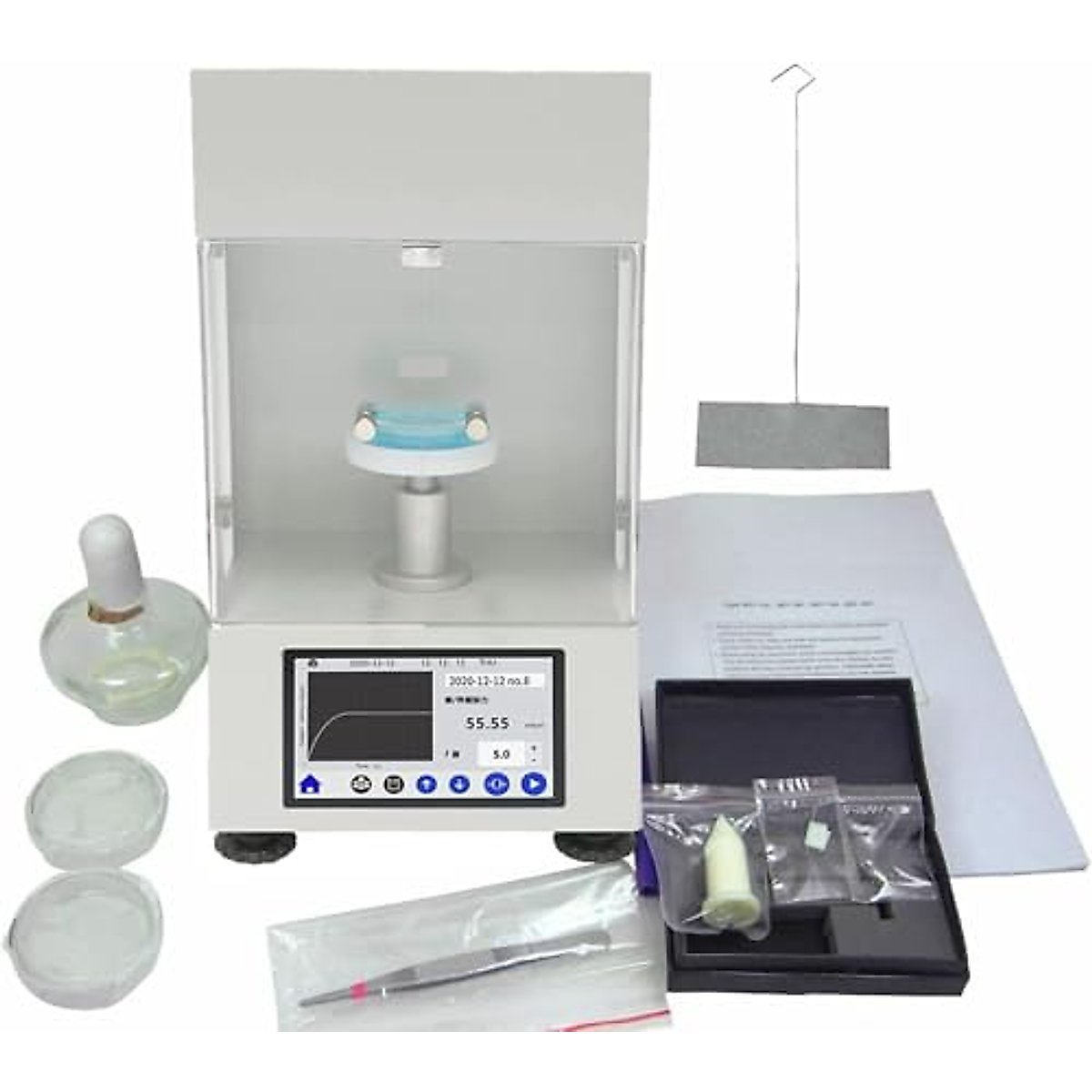 VTSYIQI Automatic Liquid Surface Tensiometer Du Nouy Tensiometer Automatic Interfacial Tension Meter Tester With Platinum Plate Method Accuracy 0.01mN/m Measuring Range 0 to 1000mN/m