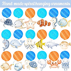 Ocean Animals Hanging Swirls 20Pcs Under The Sea Party Hanging Decorations Marine Animals Party Swirls Ceiling Ocean Party Decorations Streamers for Ocean Sea Theme Baby Shower Supplies