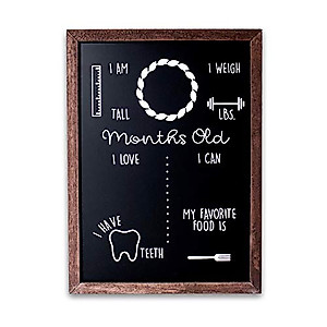 Baby Monthly Milestone Chalkboard | 12" x 16" Wood Framed Reusable Monthly Baby Milestone Board | Baby Calendar First Year