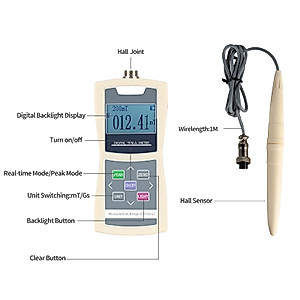 HOJILA Tesla Meter Gaussmeter Surface Magnetic Field Tester Measuring Range 0-2400mT (24000Gs)