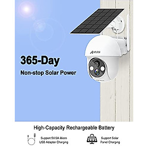 ANRAN Security Camera Wireless Outdoor, 2K Solar Outdoor Camera with 360° View, Smart Siren, Spotlights, Color Night Vision, PIR Human Detection, Pan Tilt Control, 2-Way Talk, IP65, Q1 White