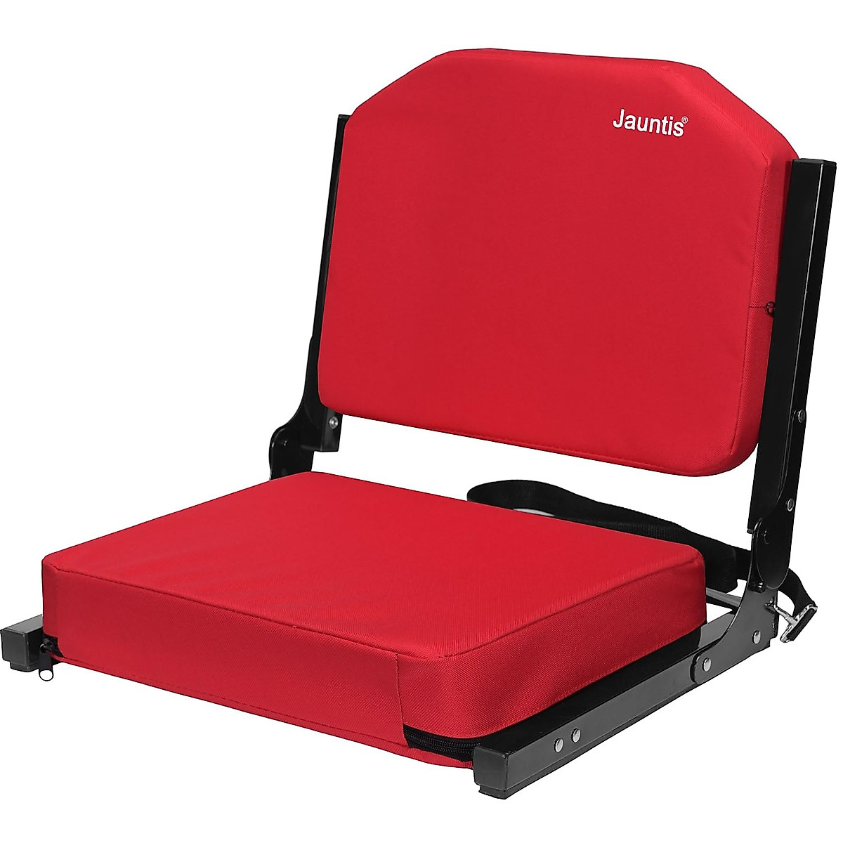 Jauntis Stadium Seats for Bleachers, Bleacher Seats with Ultra Padded Comfy Foam Backs and Cushion, Wide Portable Stadium Chairs with Back Support and Shoulder Strap, 1 Pack, Red