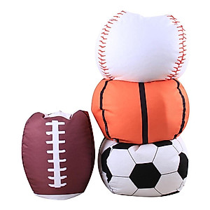 KENANLAN Football Bean Bag Soccer Bean Bags Bean Bags for Kids Storage Bean Bag Chair 18 Inch Zippered Bean Bag Cover for Kids Plush Toy Game (Football)