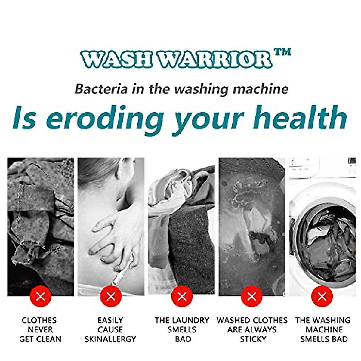 Wash Warrior Washing Machine Cleaner, Washer Machine Cleaner, Washing Machine Deep Cleaning Tablets, for All Machines Including He, Freshen Your Washing Machine (1 Packs/ 15Tablets)