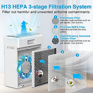 E-300L Air Purifier Official H13 Replacement Filter Compatible with MOOKA and MOOKA FAMILY E-300L Air Purifiers (White 2PC)