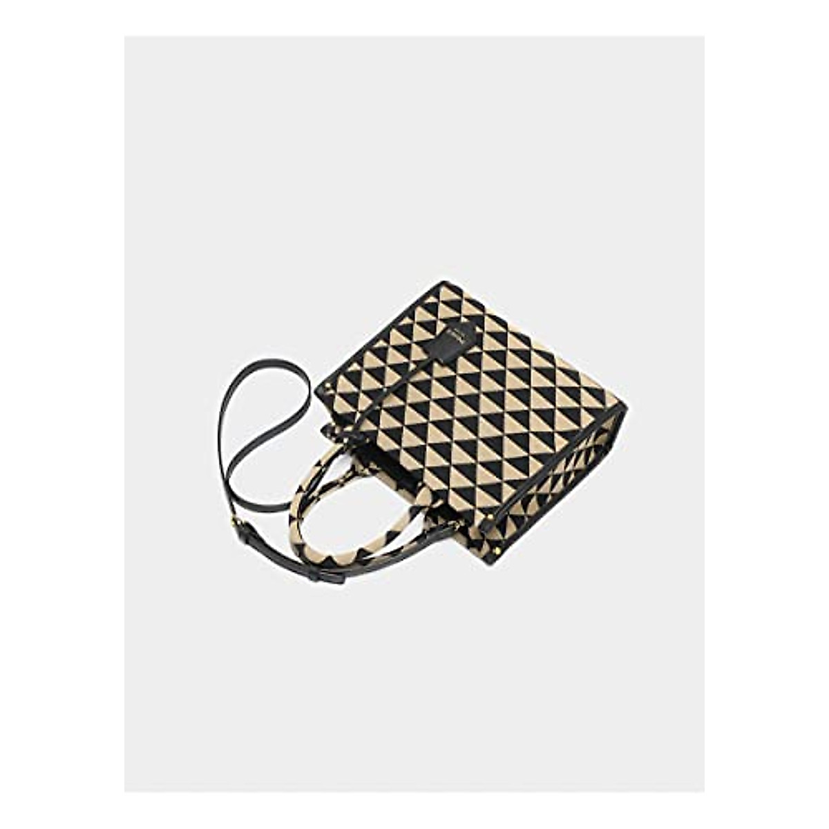 Classic triangle enamel metal logo black beige embroidered Canvas shopping bag tote bag for women