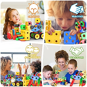Jasonwell STEM Toys Building Blocks - 116 PCS Educational Construction Tiles Set Engineering Kit Learning Resources Christmas Birthday Gift for Toddlers Kids Ages 3 4 5 6 7 8 9 10 Year Old Boys Girls