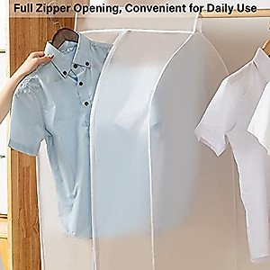 Neysuk Hanging Garment Clothes Cover, Translucent Hanging Garment Rack Cover with Zipper Garment Bags for Suit Coats Closet Storage 35 inch (2 Pack)