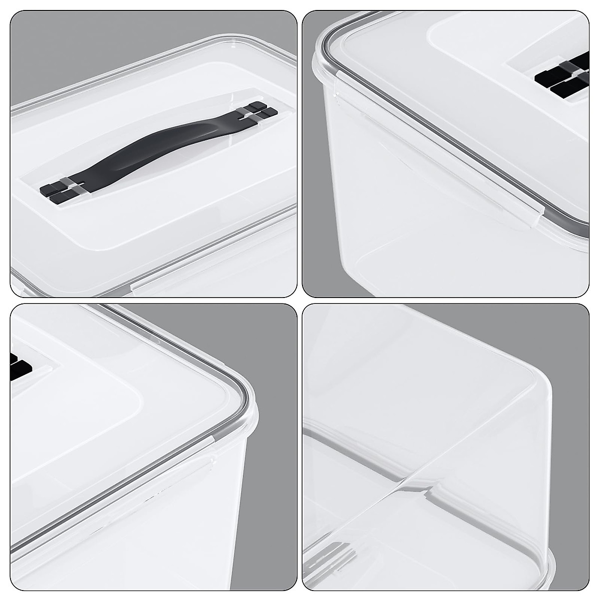 Asking 4-Pack 15 Quart Airtight Food Storage Containers, 14.5 L Clear Pizza Dough Proofing Box with Lid