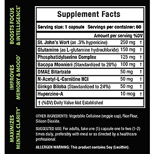 All Natural Brain Supplement – Increases Clarity, Improves Memory & Mood, Boosts Focus & Intelligence - Scientifically Formulated Nootropic for Cognitive Enhancement - Ginkgo Biloba - Elite BrainRx