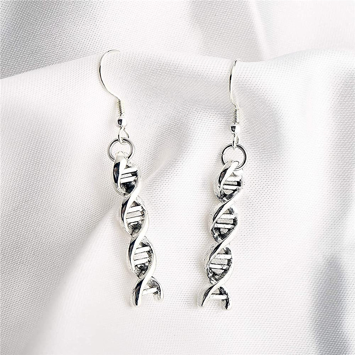 DIYANMMY 4 Pairs Unique Charm Electroplating Alloy Earrings Fashion Individual Bottle Hexagonal Gene Sequence and Microscope Earrings Punk Simulation Gift (4PAIR Alloy Earrings)