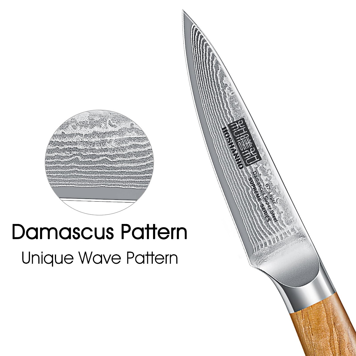 HOSHANHO Damascus Paring Knife 3.75 Inch, Professional 67 Layers Damascus Super Steel Small Fruit Knife, Super Sharp Hand Forged Japanese Paring Knife