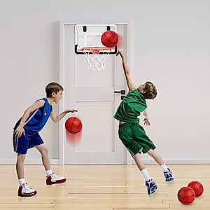 Xucutu Indoor Mini Basketball Hoop for Door - Foldable Over The Door Basketball Hoop Indoor for Kid with 4 Balls for Wall & Room Basketball Toy Gift for Boy Kids Teens