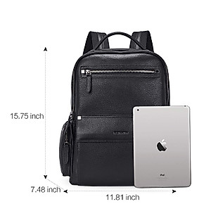 BOSTANTEN Men Leather Backpack 15.6” Laptop Backpack Travel Business Office Bag Large Capacity College