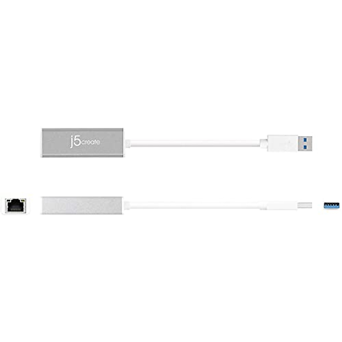 j5create USB 3.0 to RJ45 Gigabit Ethernet Adapter, 10/100/1000 Ethernet LAN Network Adapter for Mac, Windows 11/10/8.1/7, Chrome OS, Desktop, Laptop (JUE130)