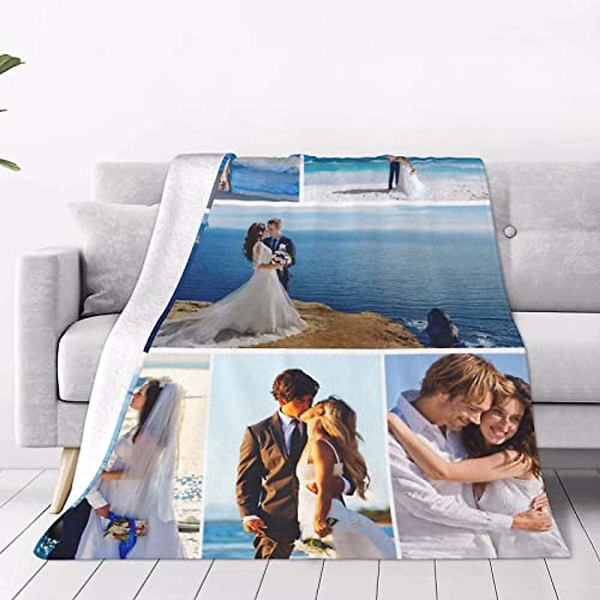 BEJAVO Custom Blanket with Photo Text Personalized Flannel Throw Blanket Customized Picture Blanket for Adult Kid Birthday Christmas Halloween Fathers Mothers Valentines Day Gift 80"X60"