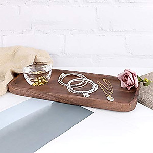 Royalling Walnut Wooden Tray Solid Wood Serving Tray Bathroom Tray Rectangle Small Platter Tea Tray Coffee Table Tray (11.8X5in)