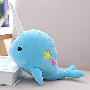 CASAGOOD Cute Blue Narwhal Stuffed Animal Plush Toy Adorable Soft Whale Plushies Toys Stuffed Animals for Babies Kids, Toddlers